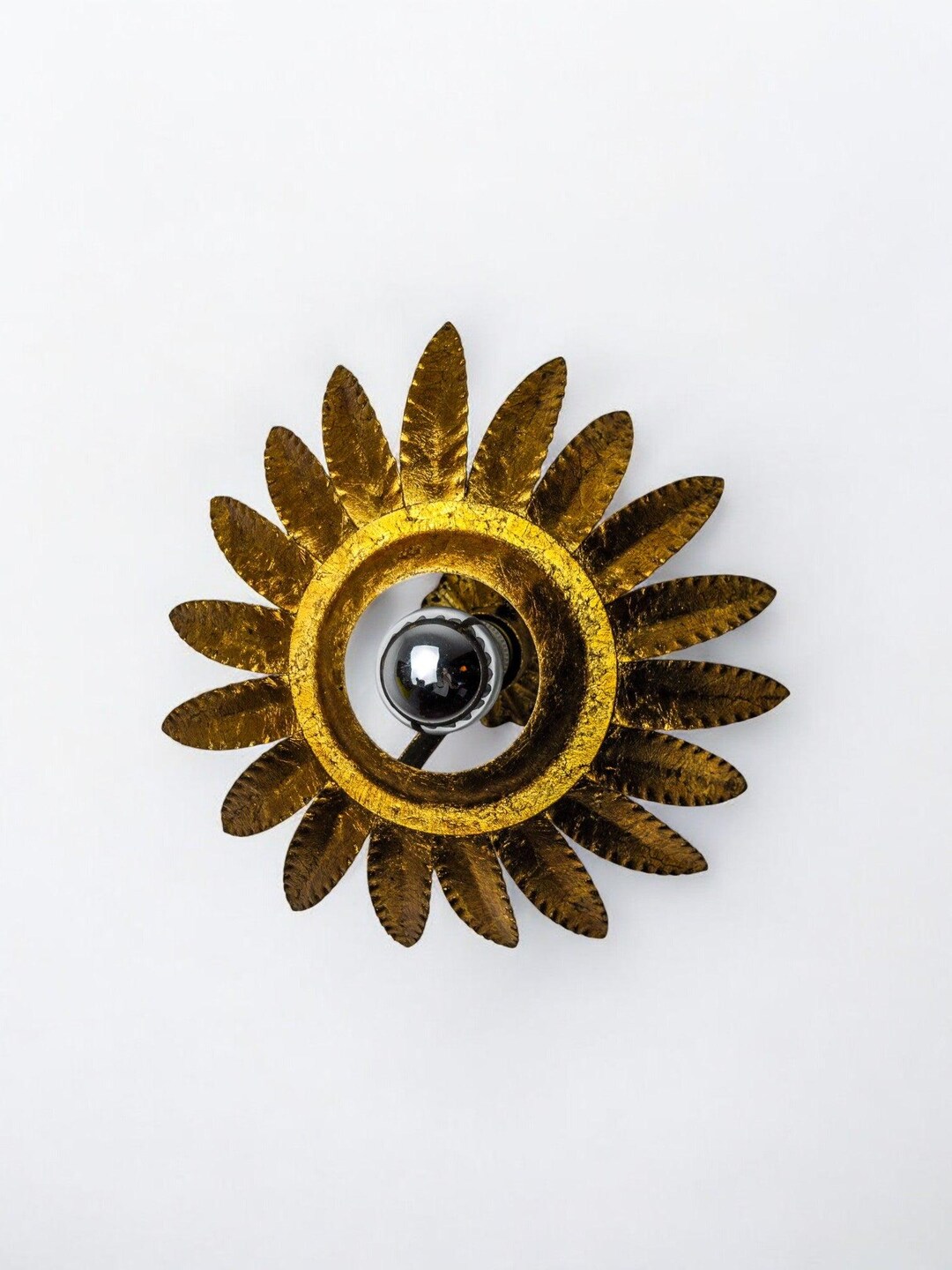 Sun Wall Lamp by Ferro Arte, Metal and Gold Leaf, Spain, 1960 - Etsy