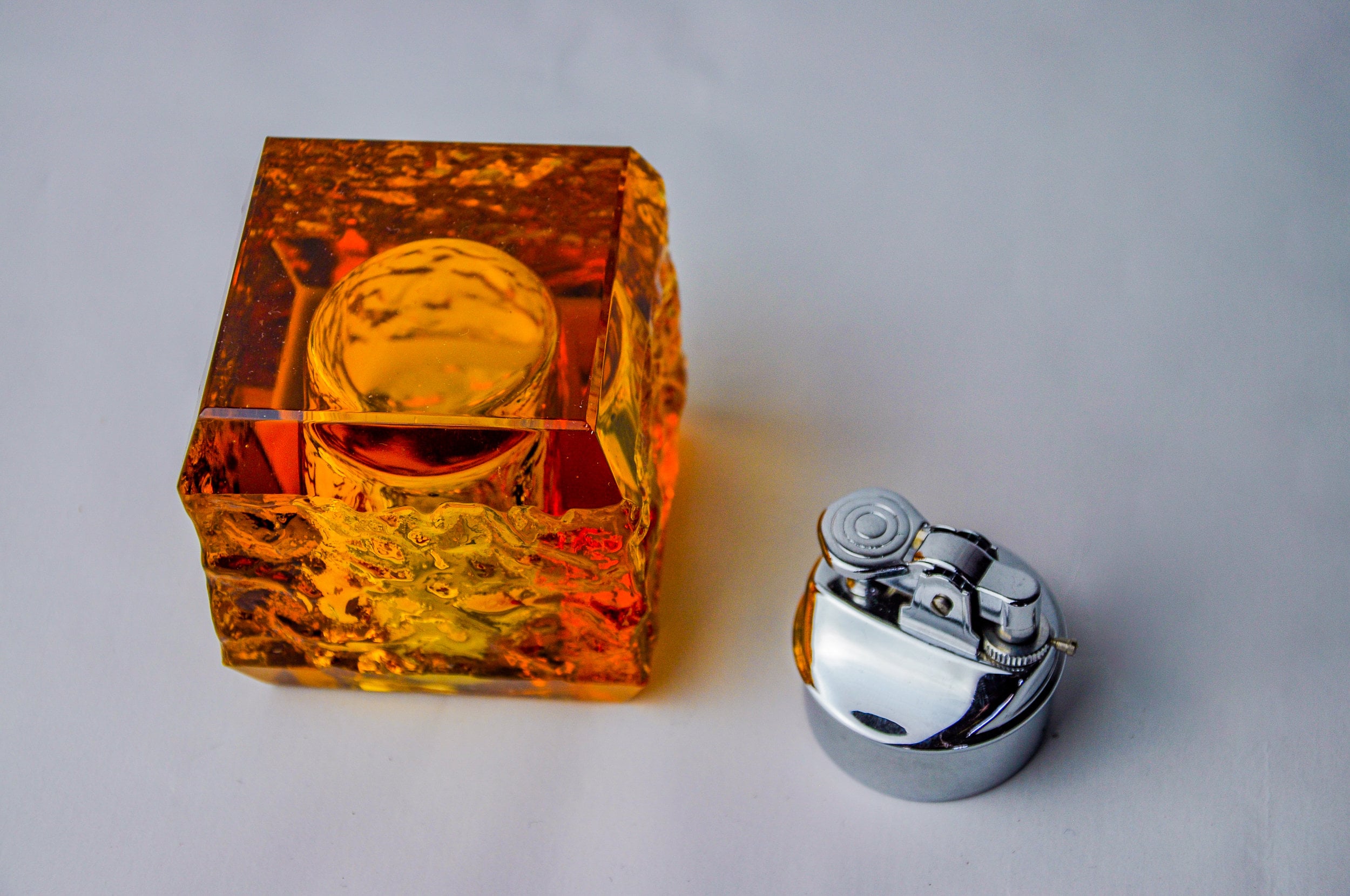 Ice Cube Lighter by Antonio Imperatore, Orange Murano Glass, Italy ...