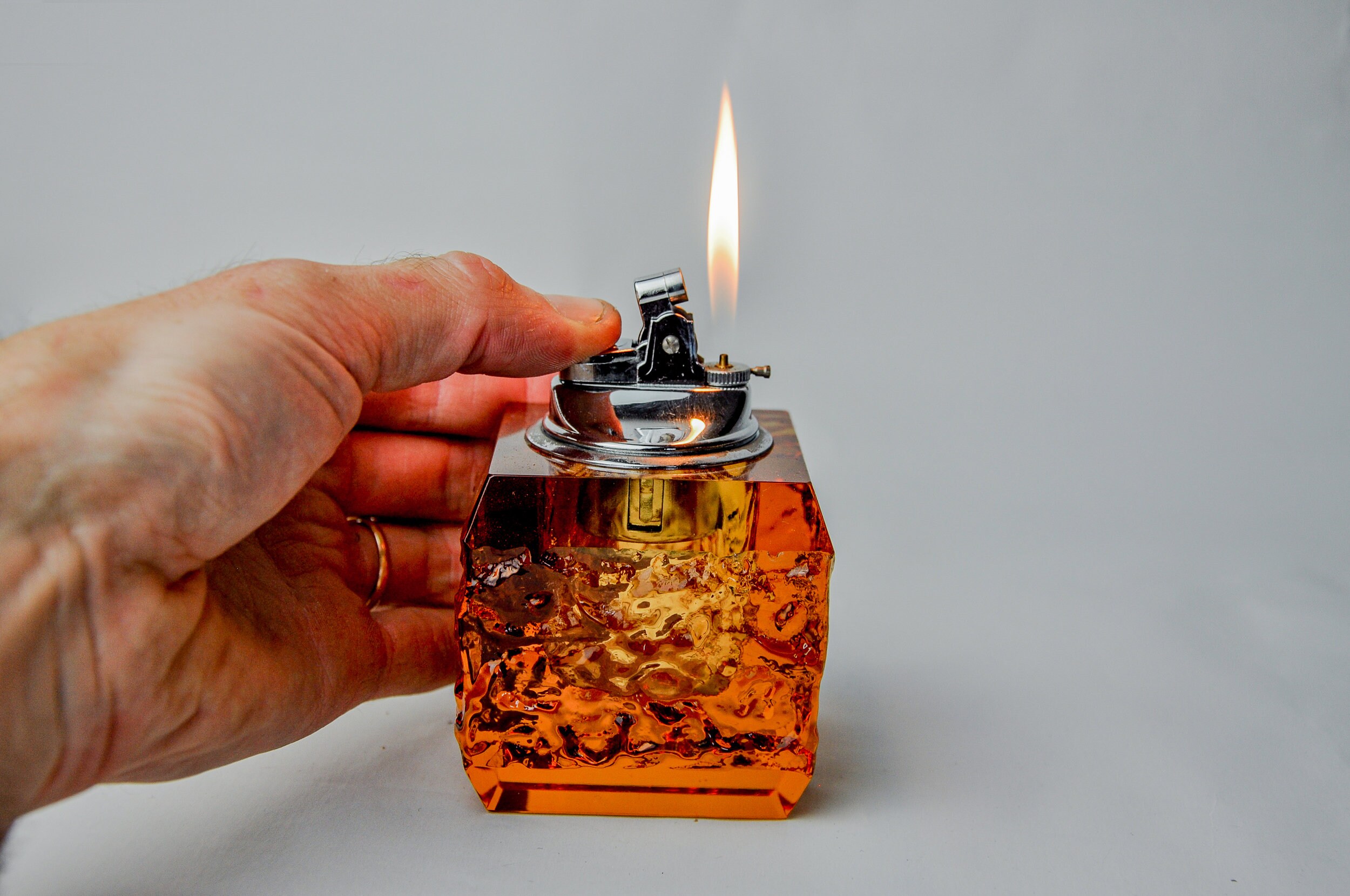 Ice Cube Lighter by Antonio Imperatore, Orange Murano Glass, Italy ...