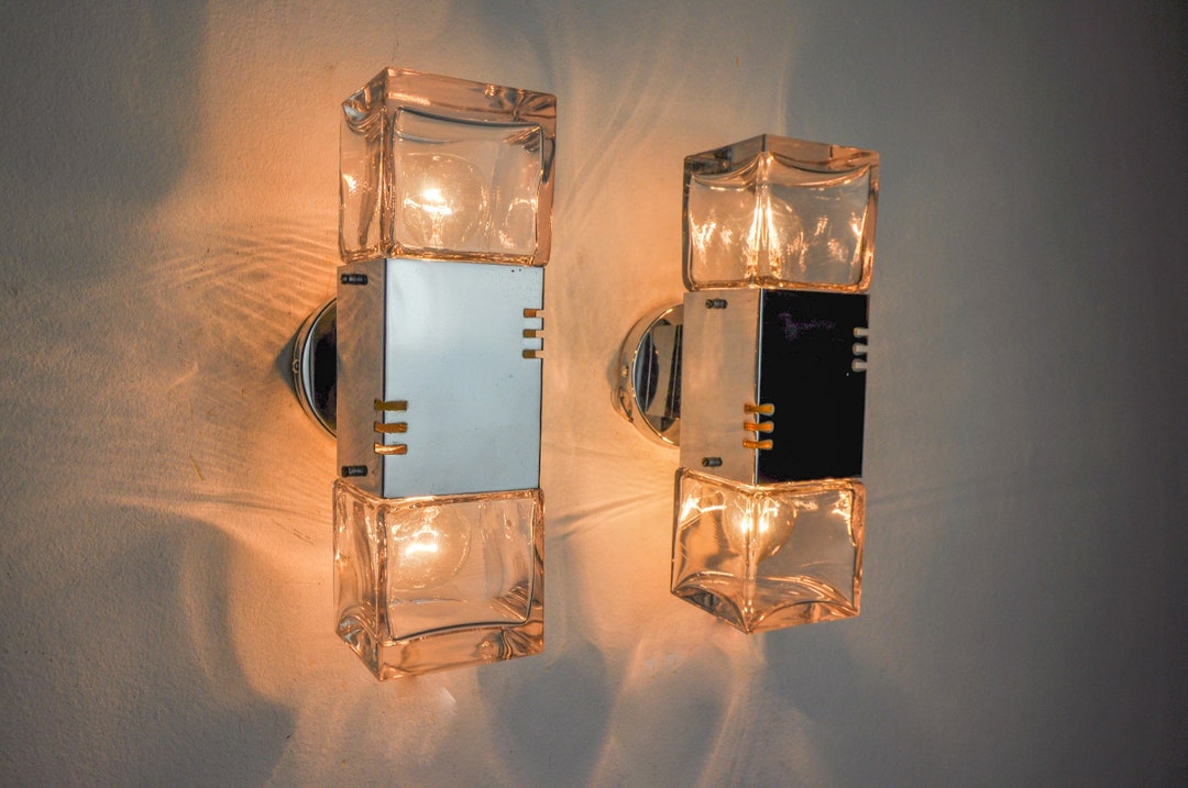 Pair of Sciolari Ice Cube Sconces, Murano Glass, Italy, 1970 - Etsy