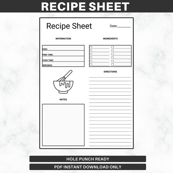 Recipe Template Letter - Etsy