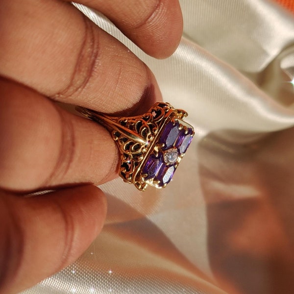Amethyst Gold Ring - Etsy