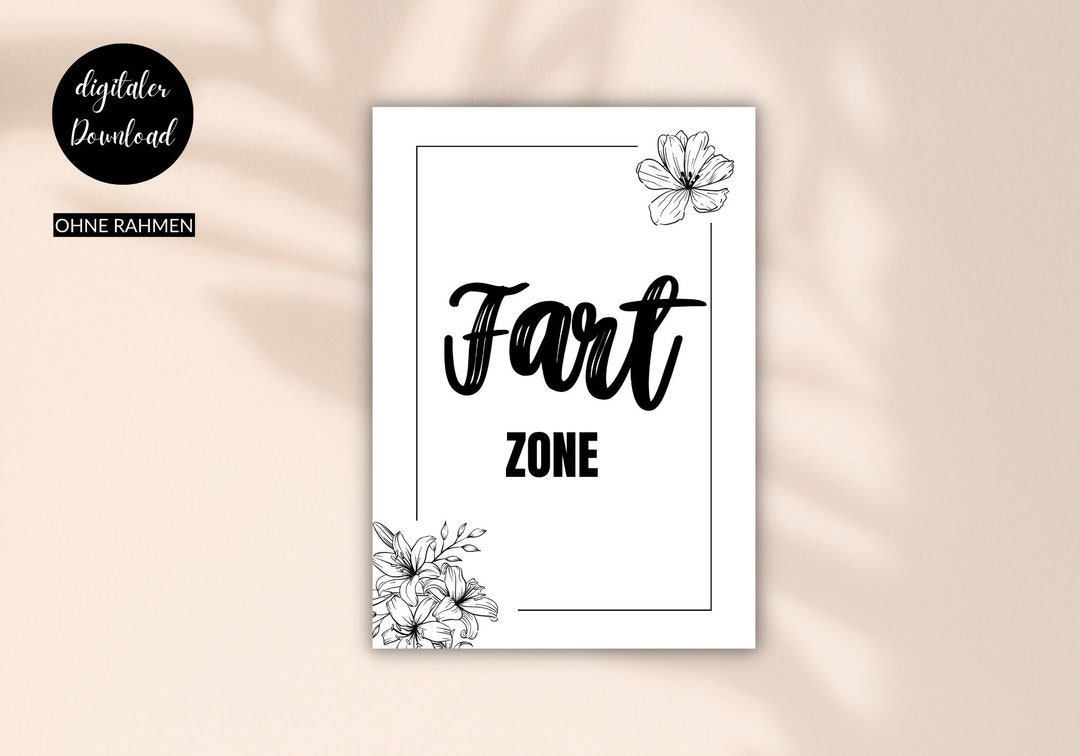 Fart Zone Bathroom Poster Guest Toilet Poster Digital Download Digital ...
