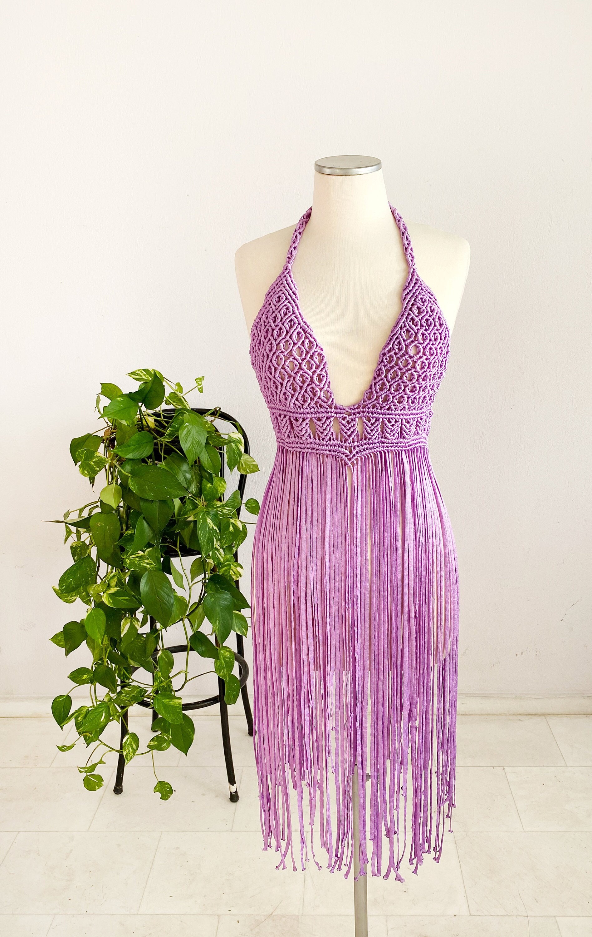 Purple Macrame Dress, Resort Wear for Women, Macrame Beach Cover Up ...