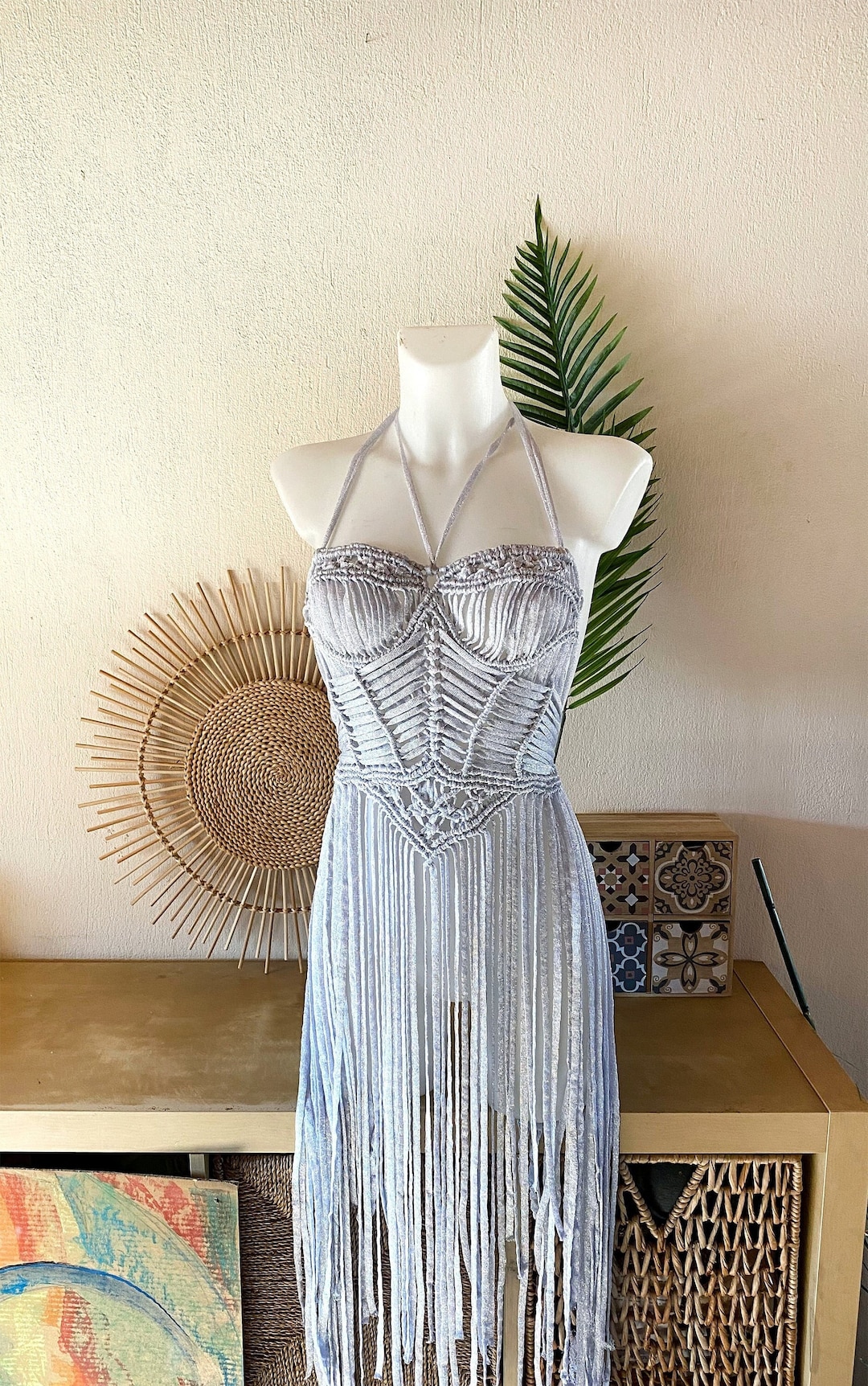 Silver Corset Dress, Sequin Dress, Festival Clothing, Macrame Dress ...