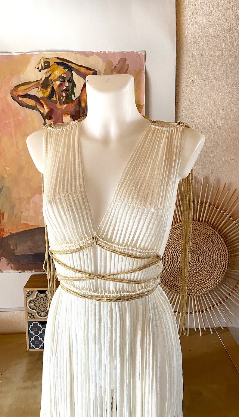 Off White Greek Goddess Dress, Grecian Boho Wedding, Summer Bridal - Etsy