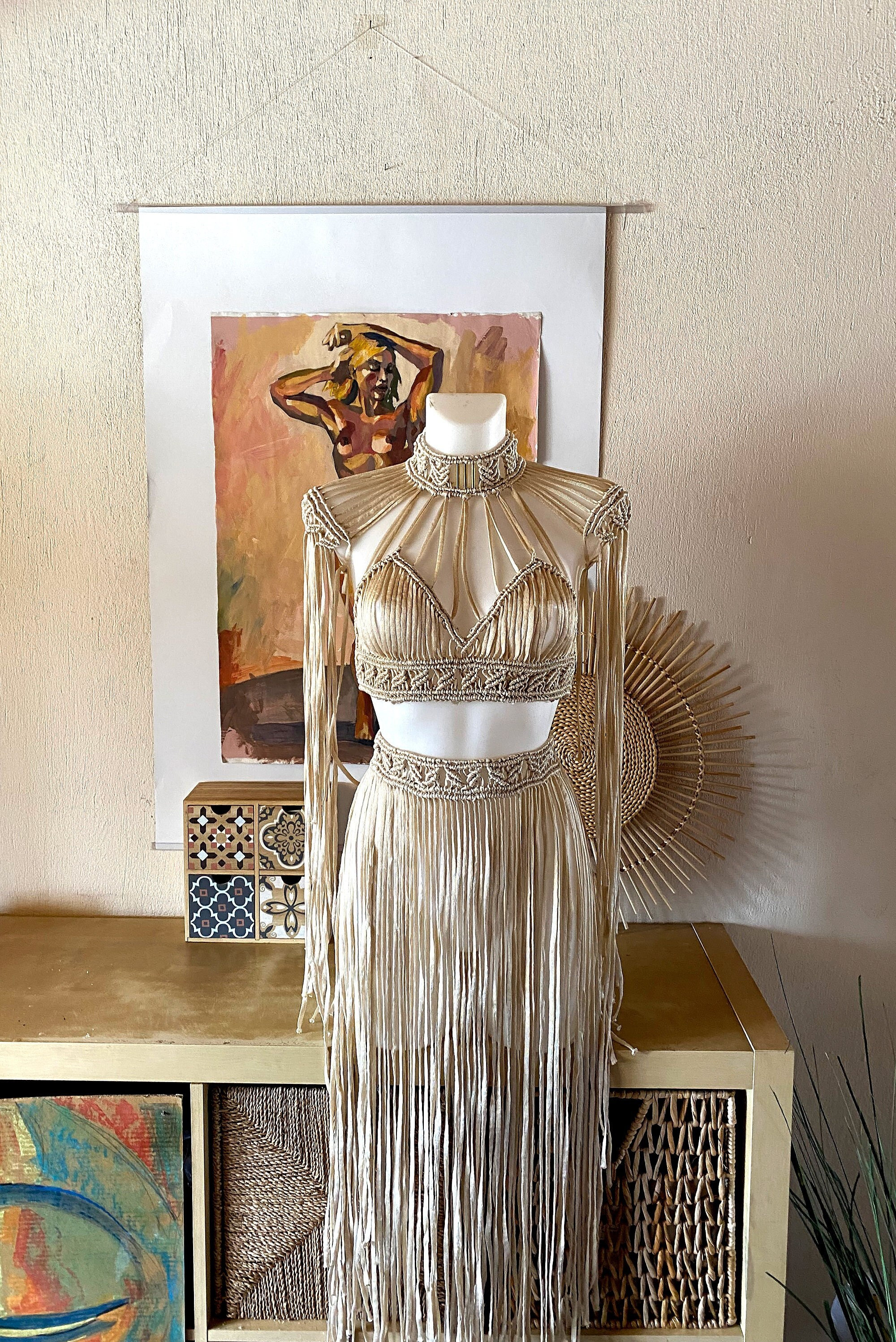 Festival Set of 3 Items - Macrame Top,macrame Skirt and Macrame ...