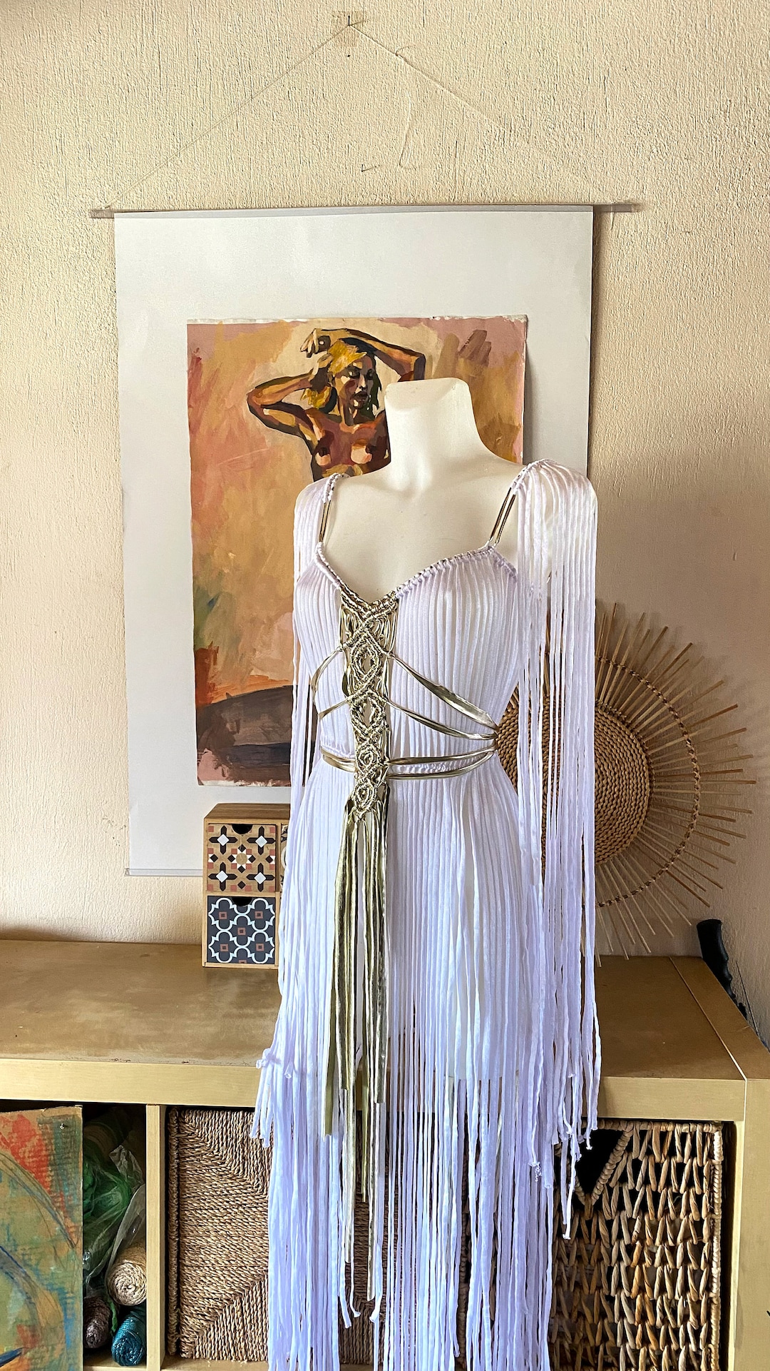 Greek Goddess Dress in White and Gold, Beach Wedding Dress, Cleopatra ...