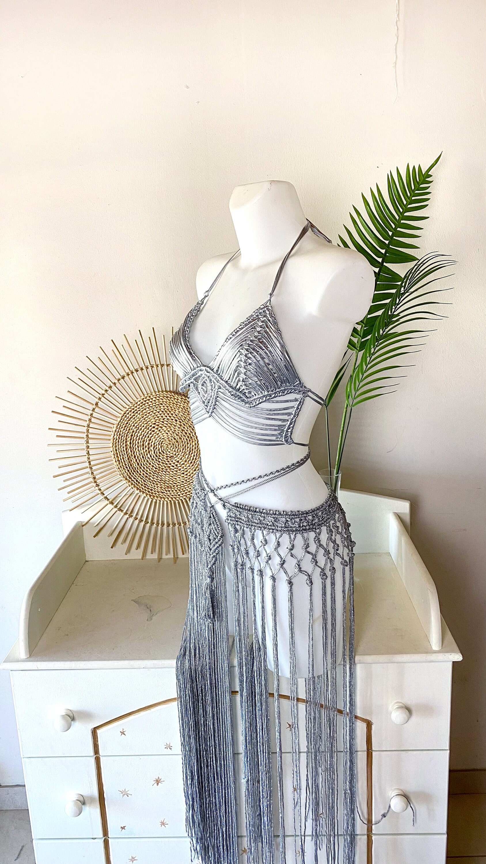 Silver Mettallic Rave Outfit Shiny Rave Set Glitter Sparkly - Etsy