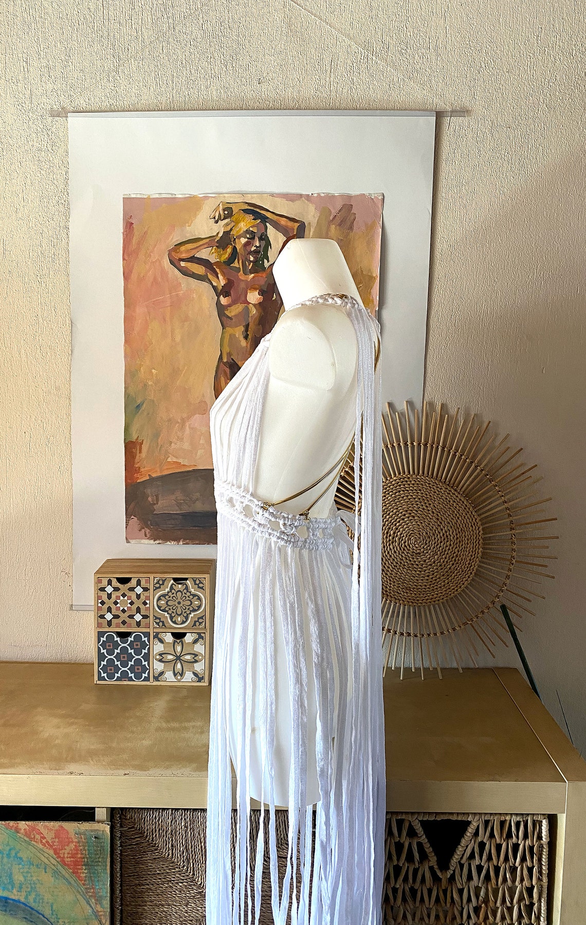 Macrame Wedding Dress, Beach Wedding Dress, White Goddess Dress ...