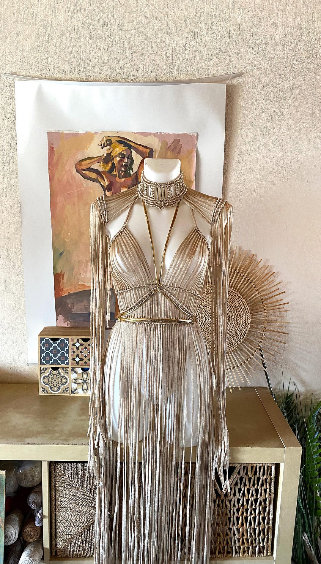 Burning Man Costume, Rave Outfit Festival Clothing Golden Dress, Gold ...