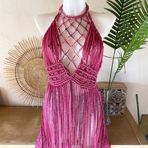 Festival Set Hot Pink Rave Dress Mesh Festival Top Festival - Etsy