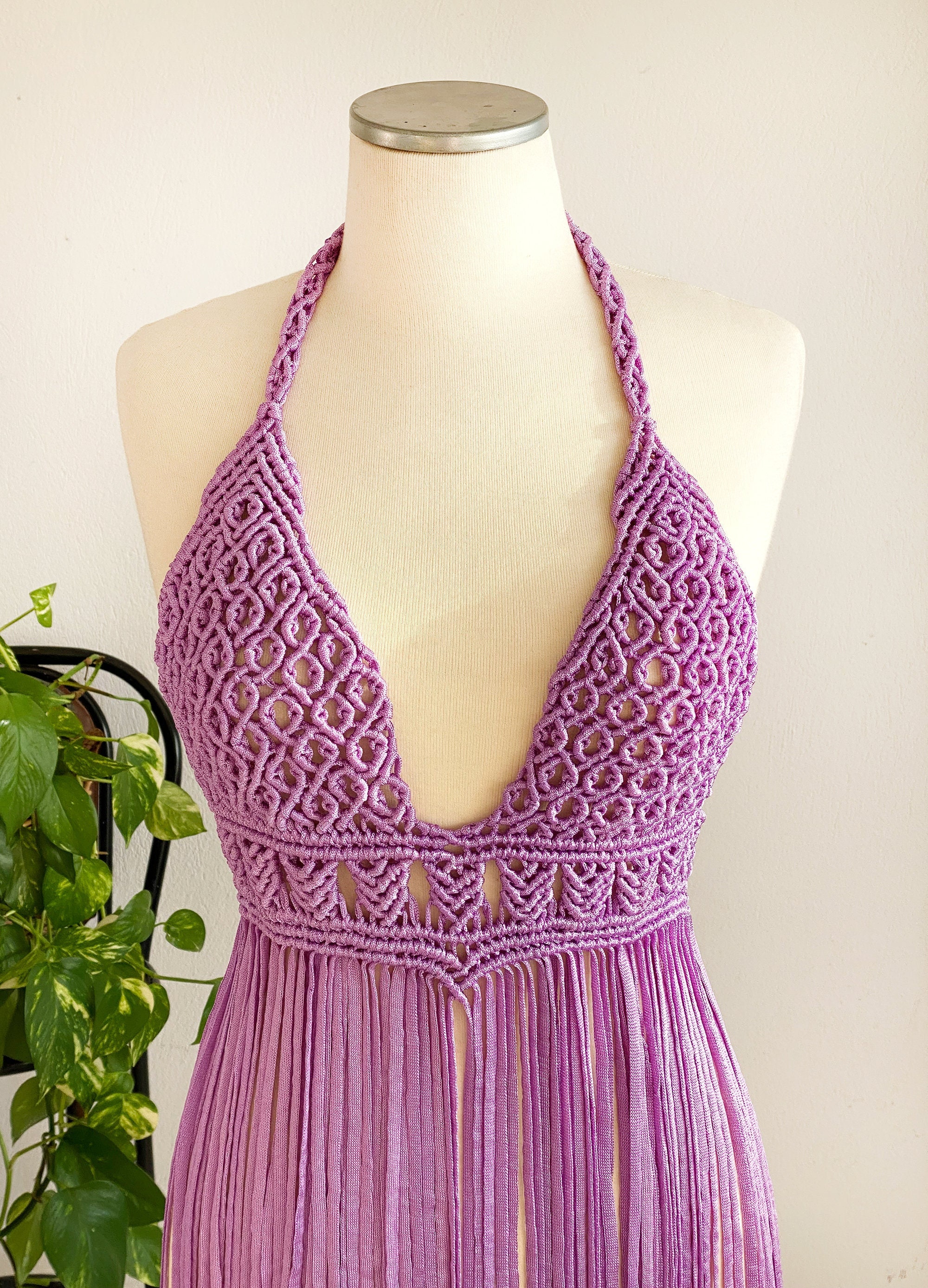 Purple Macrame Dress, Resort Wear for Women, Macrame Beach Cover Up ...