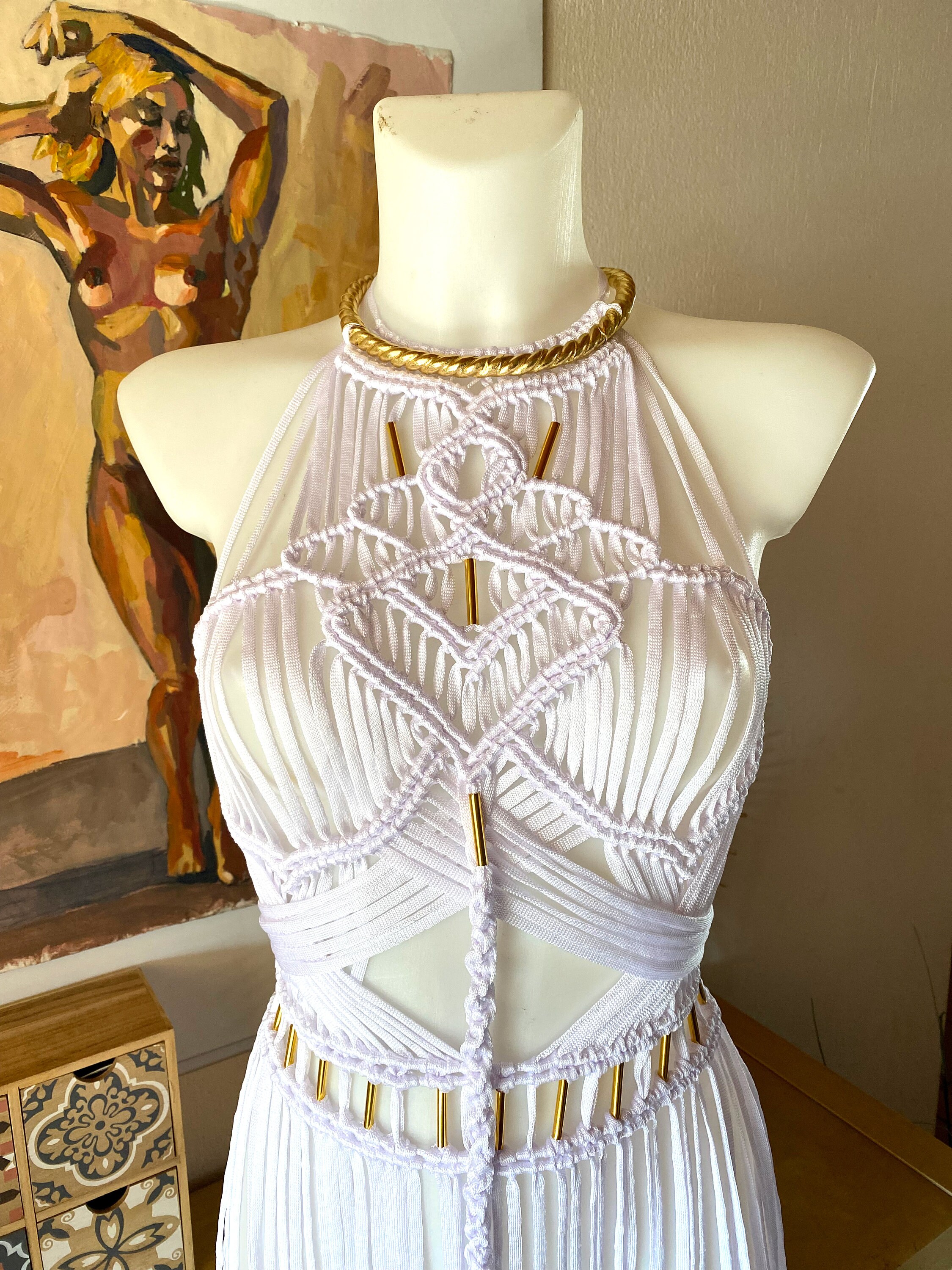 FAST SHIPPING Burning Man Festival Outfit, White Macrame Dress,white ...