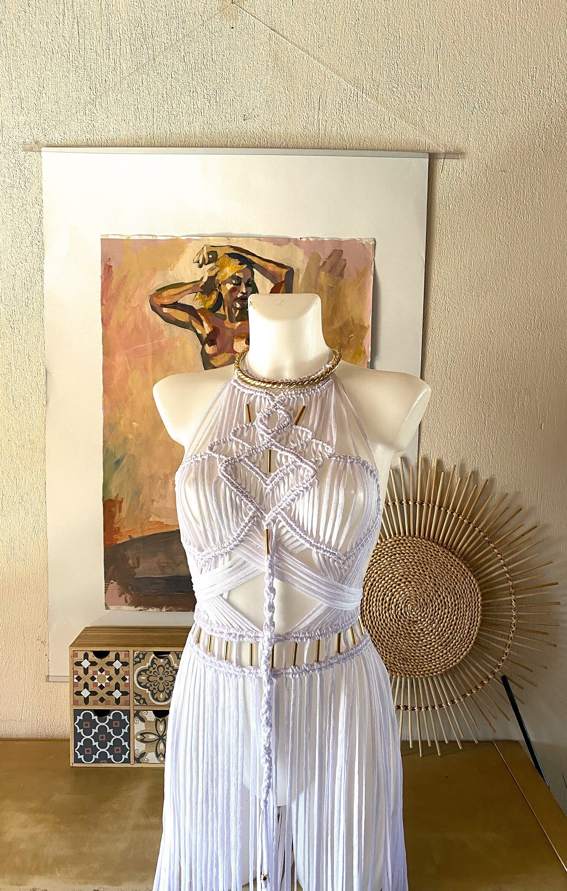 FAST SHIPPING Burning Man Festival Outfit, White Macrame Dress,white ...