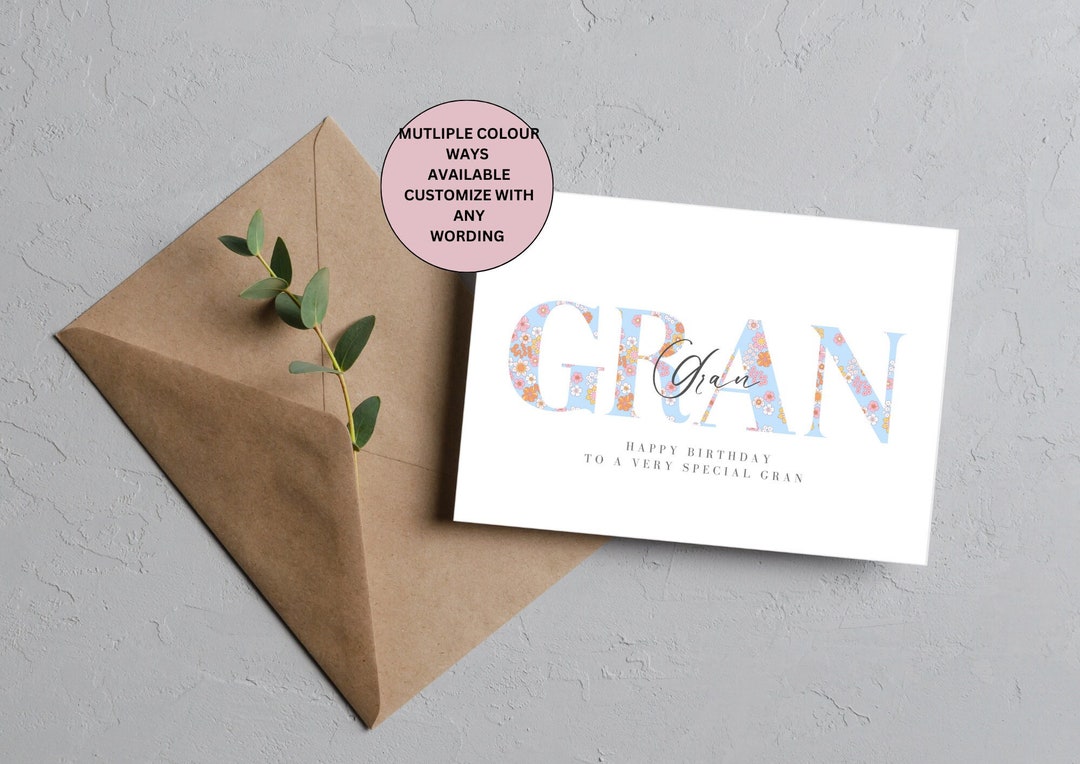 Personalised Gran Birthday Card, Gran, Gran Birthday, Personalised ...
