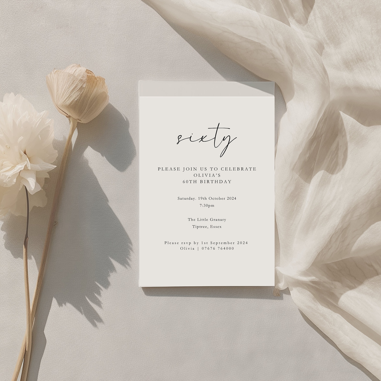 Any Age Birthday Invitation Card, Milestone Birthdays, Minimal Party ...