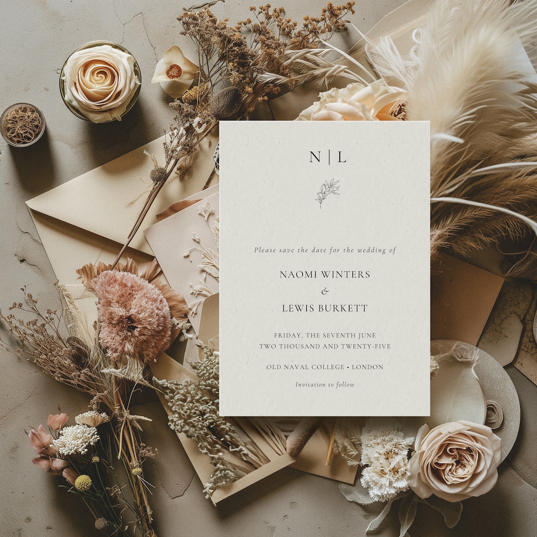 Initial Save the Date, Modern Save the Date, Wedding Invitation ...