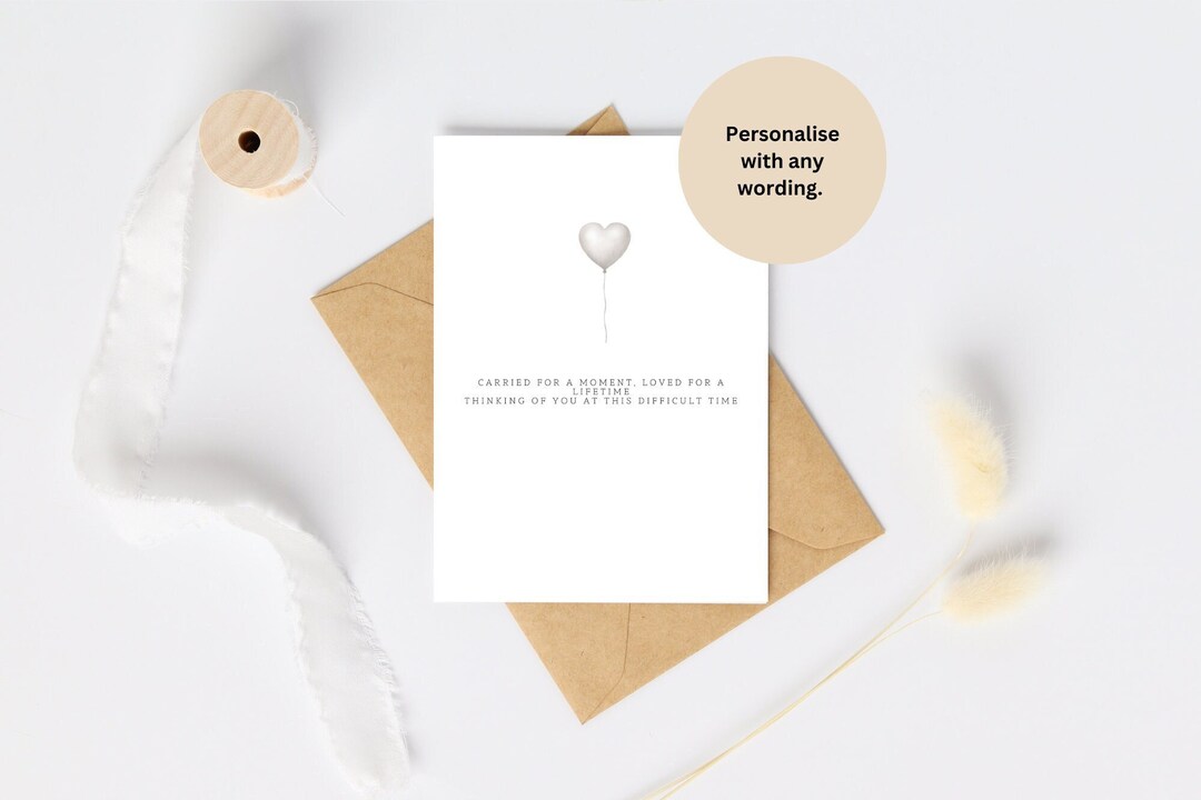 Baby Loss Sympathy Card, in Loving Memory, Personalised Sympathy Card ...