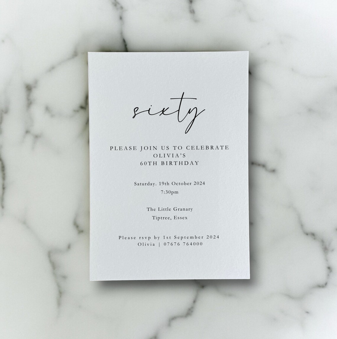 Any Age Birthday Invitation Card, Milestone Birthdays, Minimal Party ...