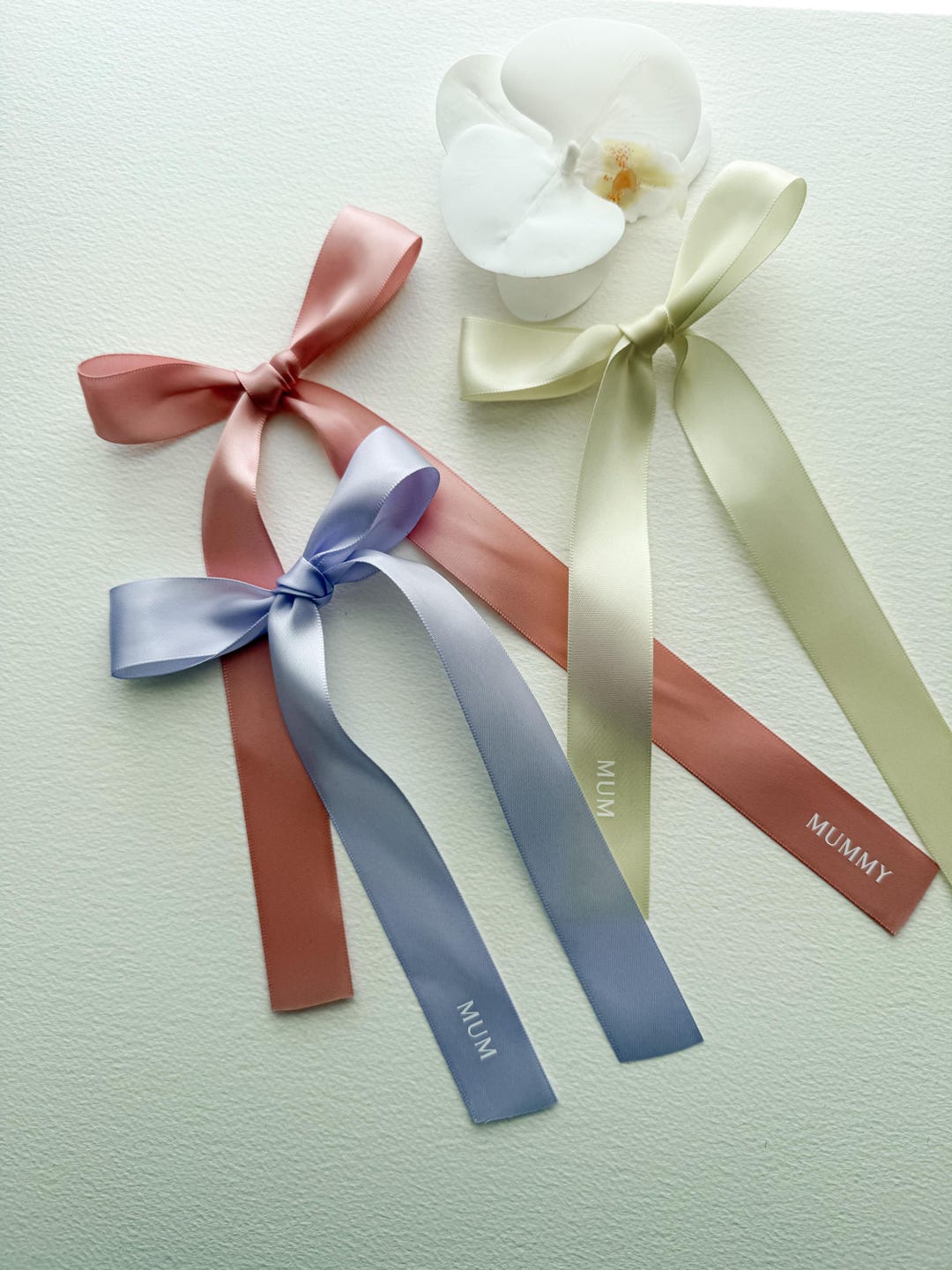 Personalised Satin Ribbon Place Names, Personalised Christmas Bows ...