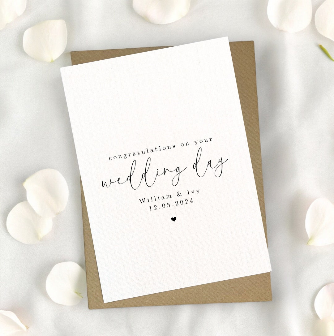 Simple Wedding Day Card, Wedding Card, Minimal Wedding Card ...
