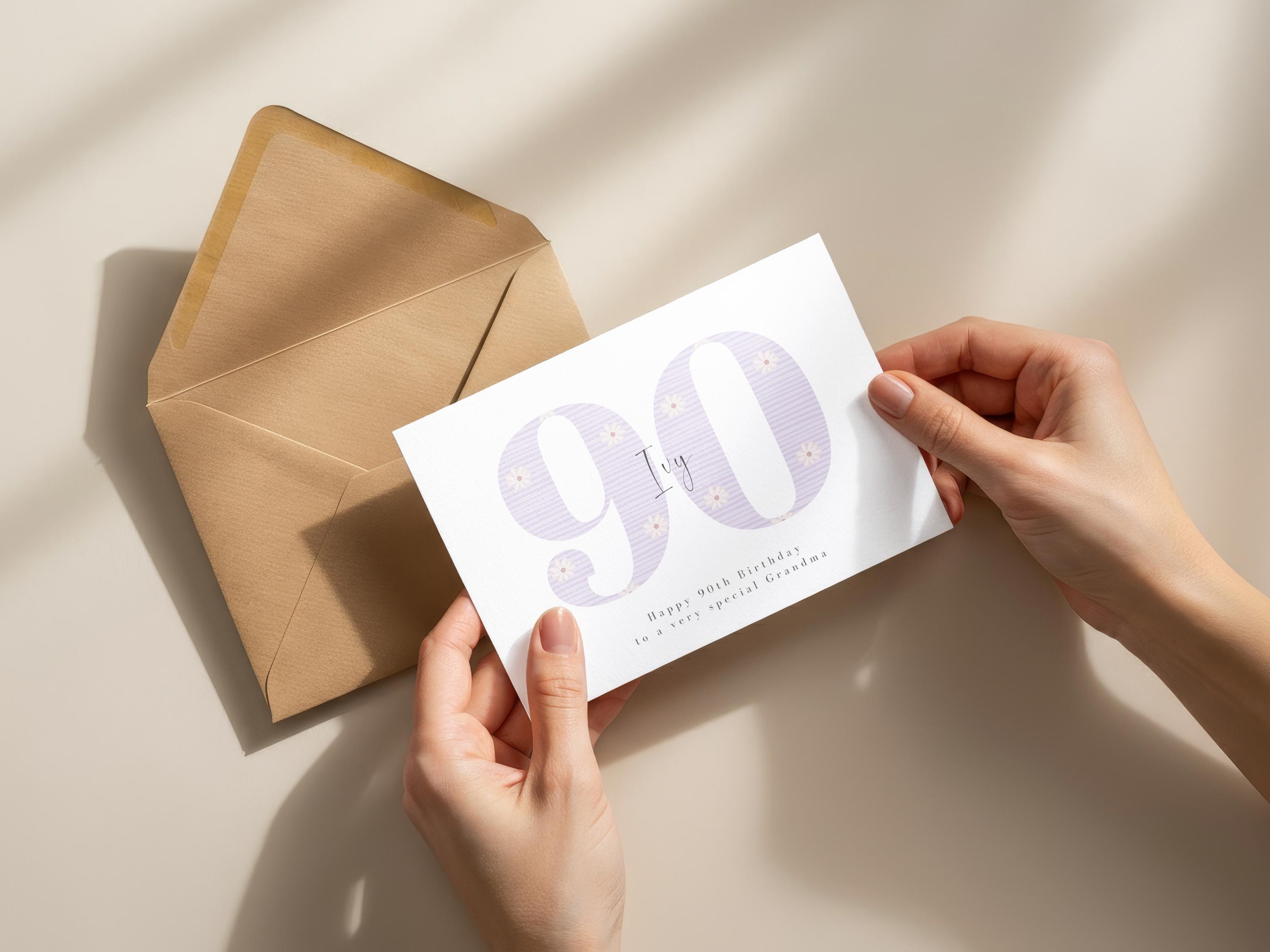 Personalised 90th Birthday Card, Ninety, 90th Birthday, Wife, Friend ...