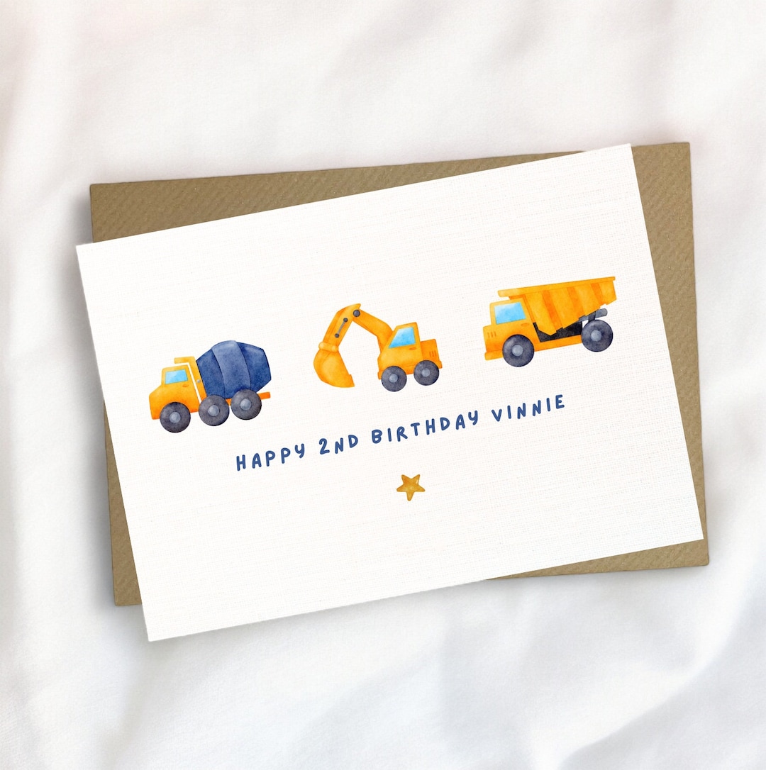 Personalised Digger Birthday Card, Construction Truck Birthday Card ...