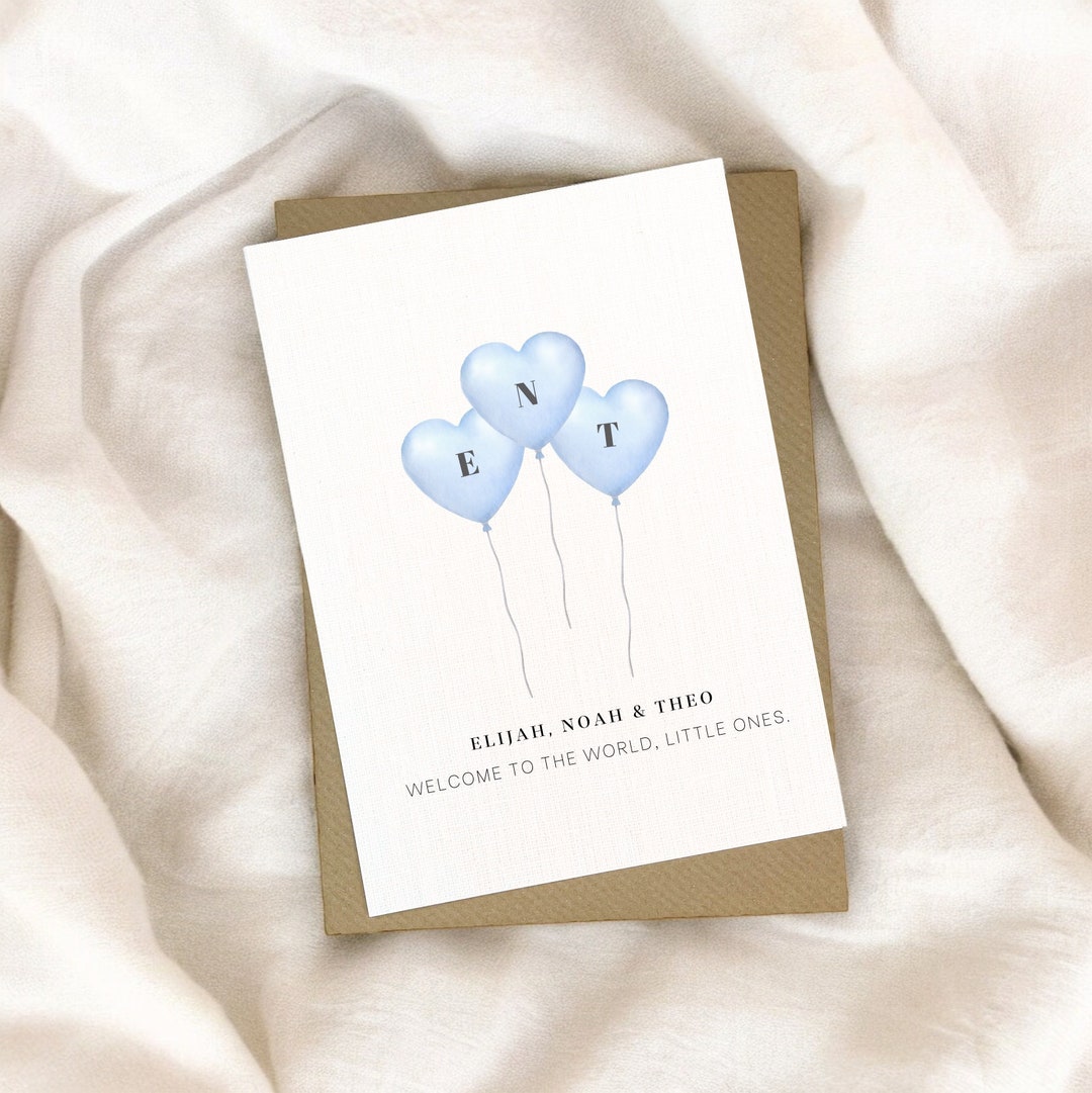 Boy Triplets Baby Card, Baby Card, Triplets Boys, Welcome to the World ...