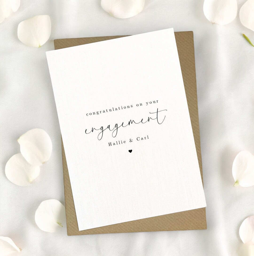 Simple Engagement Card, Minimal Engagement Card, Personalised ...