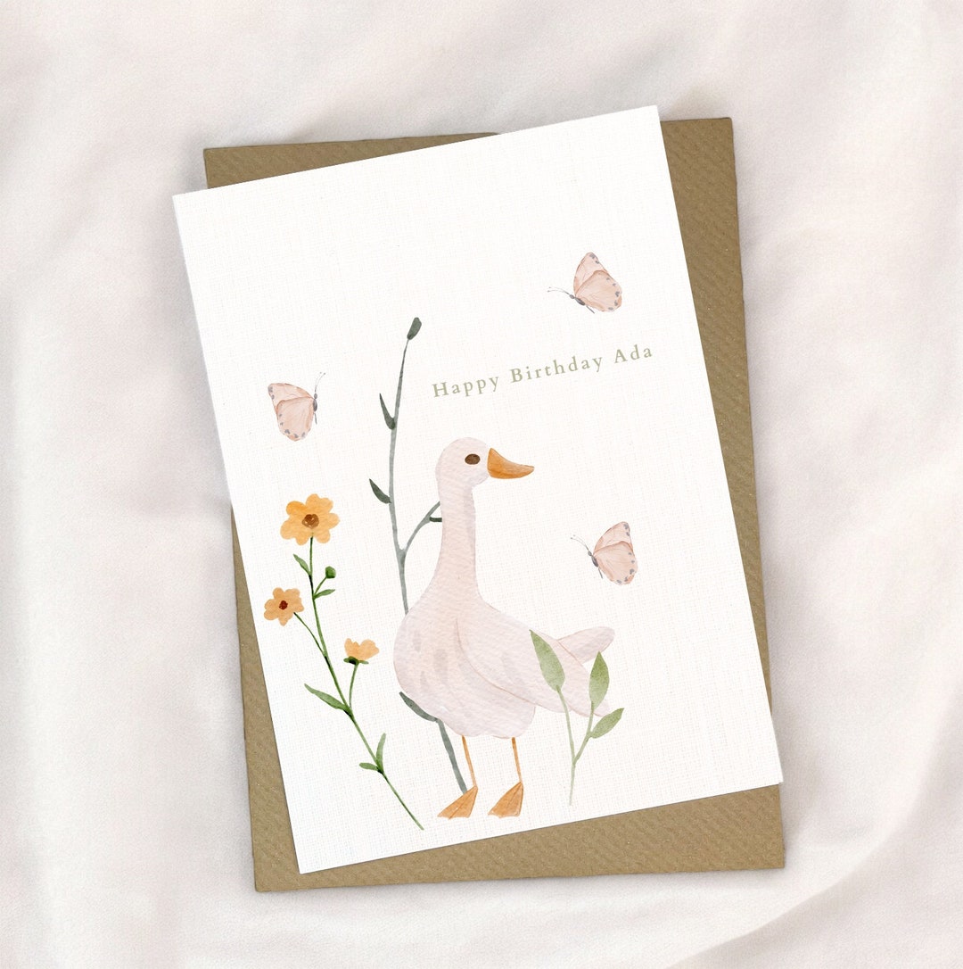 Duck Birthday Card, Pretty Birthday Card, Childrens Birthday Card ...