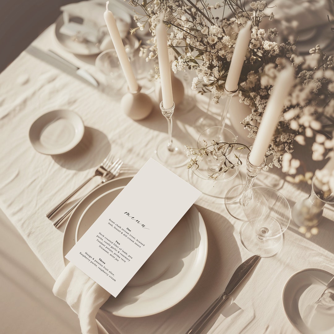 Printed Classic Wedding Menu - Wedding Table Stationery - Menu Cards ...