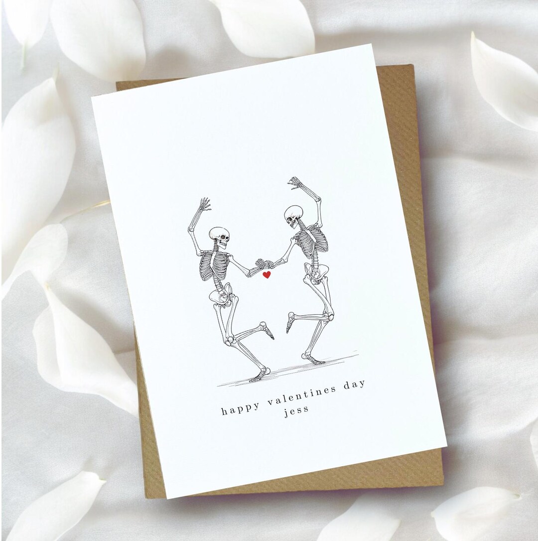 Skeleton Valentines Card, Valentines Day Card, Skeleton, Dancing ...