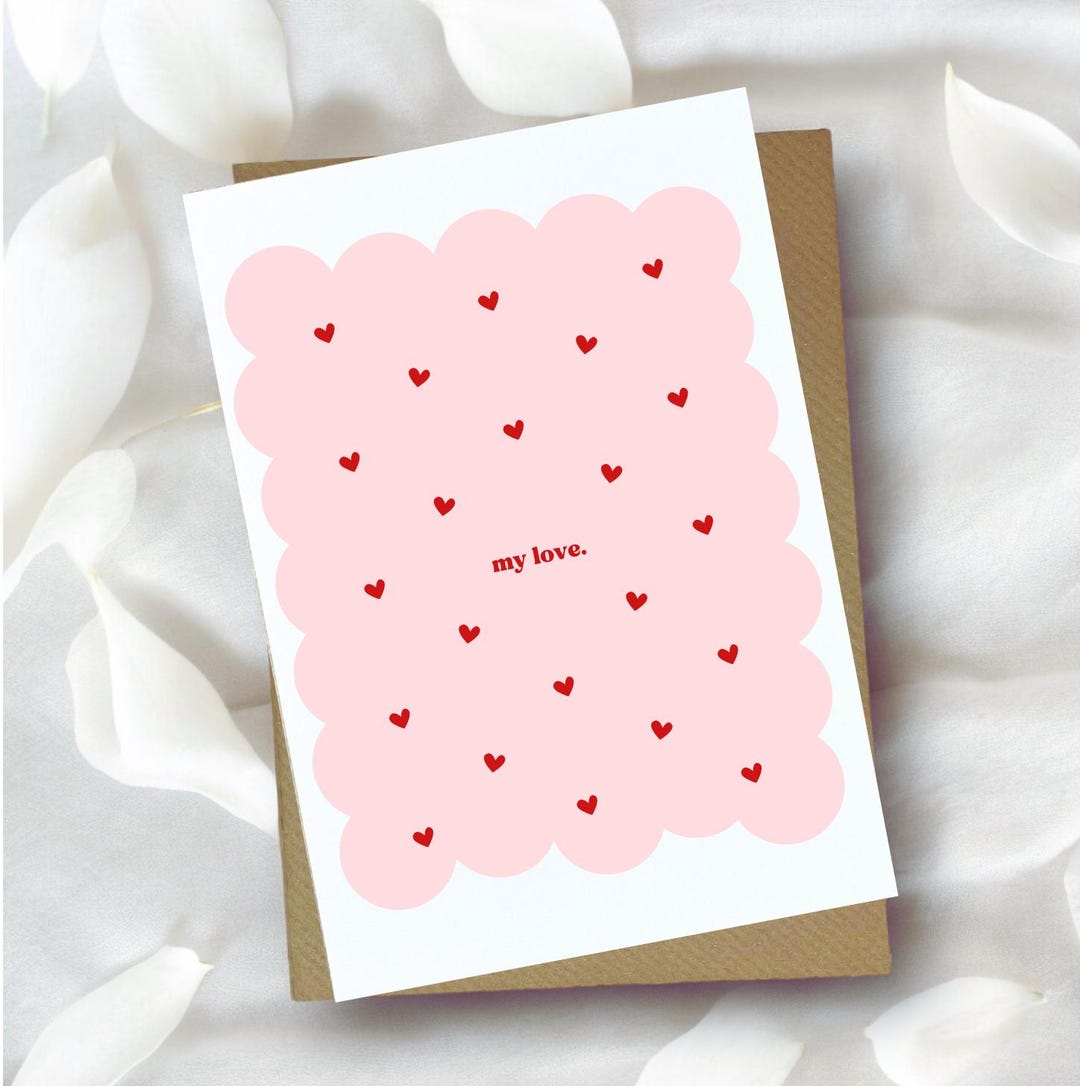 My Love Hearts Card, Simple Card, Personalised Card, Anniversary Card ...