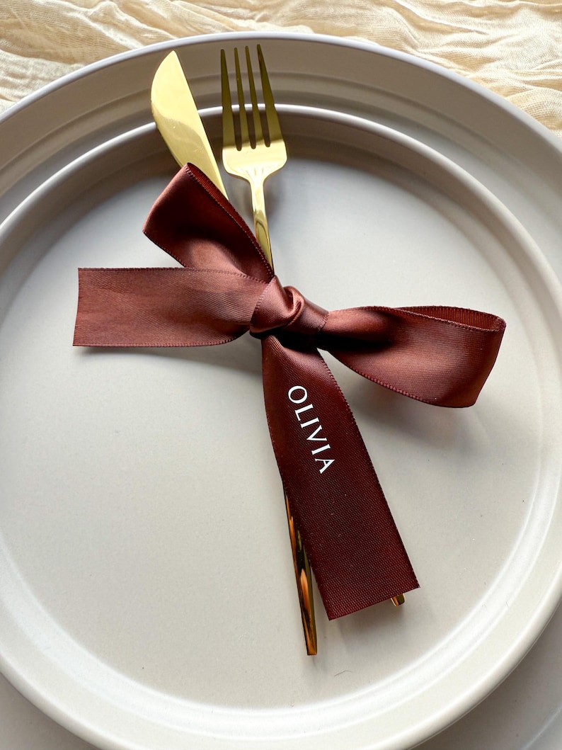 Personalised Satin Ribbon Place Names, Personalised Christmas Bows ...