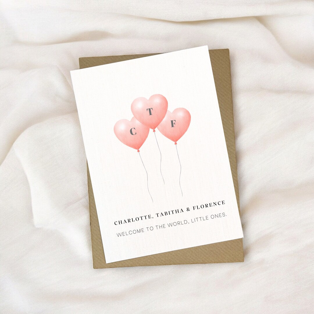 Triplets Baby Girls Card, Baby Girl Card, Triplet Girls, Welcome to the ...