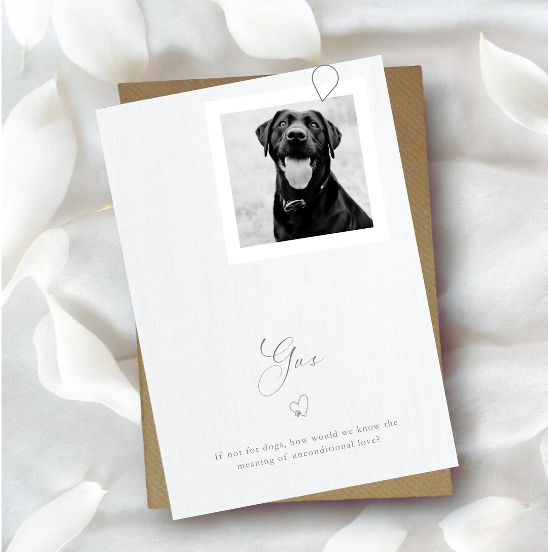 Pet Loss Card, Photo Loss of Dog Card, Dog Sympathy, Card With Clip on ...