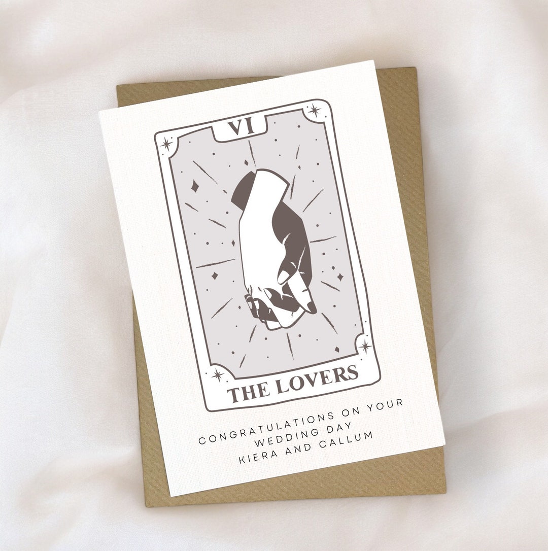 Tarot Wedding Day Card, the Lovers Wedding Card, Personalised Wedding ...