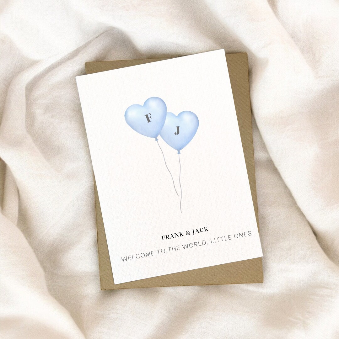Twin Boys Card, Baby Boy Card, Twin Boys, Welcome to the World ...