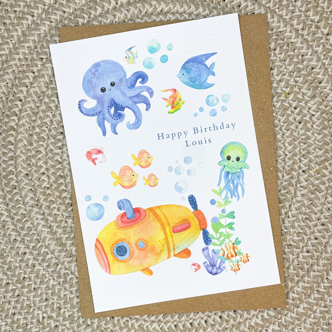 Under the Sea Card, Personalised Ocean Birthday Card, Personalised ...