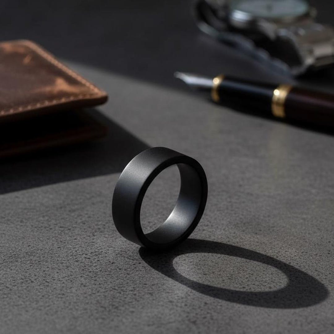 Black Titanium Coated Stainless Steel Band - Minimalist Unisex Ring - Etsy