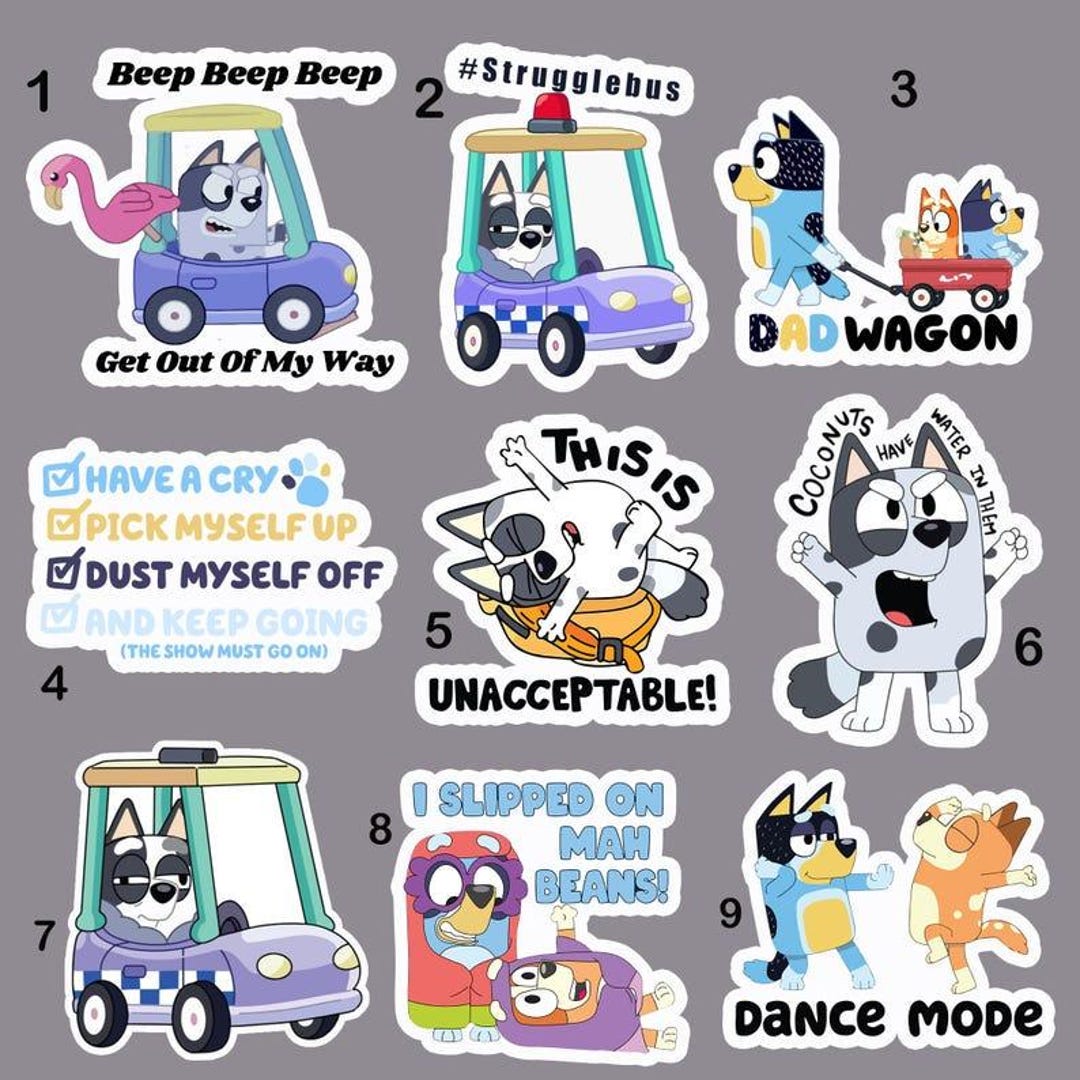 Bluey Sticker, Funny Bluey Stickers, Bluey Birthday Sticker, Bandit ...