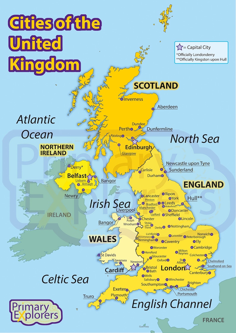 UK Cities Map for Schools 50cm X 71cm - Etsy
