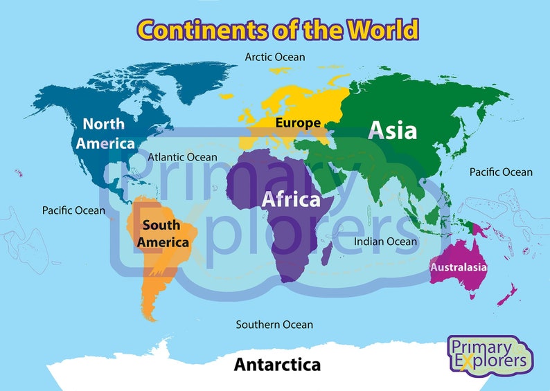 Continents World Map for Schools - 100cm X 71cm - Etsy