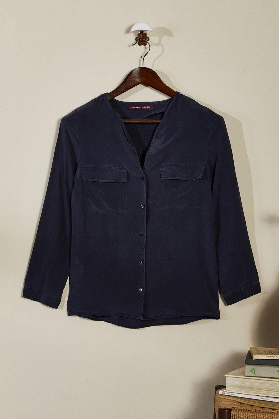 Vintage Navy Silk Shirt - Etsy