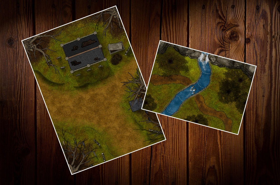 RPG Digital Battlemap Pack #2, Graveyard and Waterfall Crossing. - Etsy