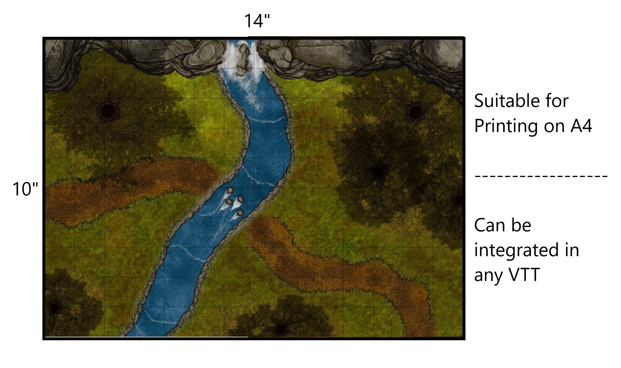 RPG Digital Battlemap Pack #2, Graveyard and Waterfall Crossing. - Etsy