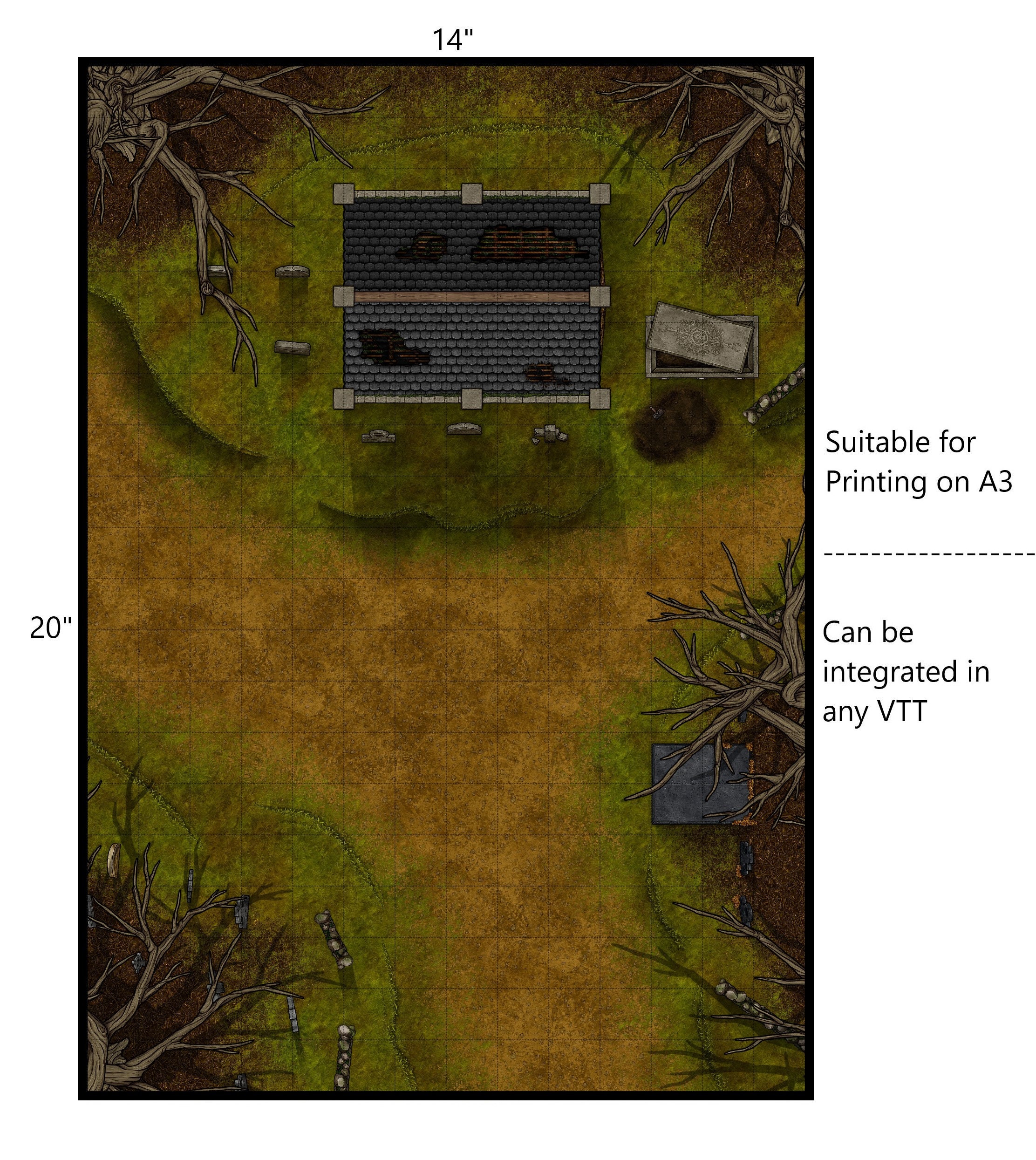 RPG Digital Battlemap Pack 2, Graveyard and Waterfall Crossing. - Etsy