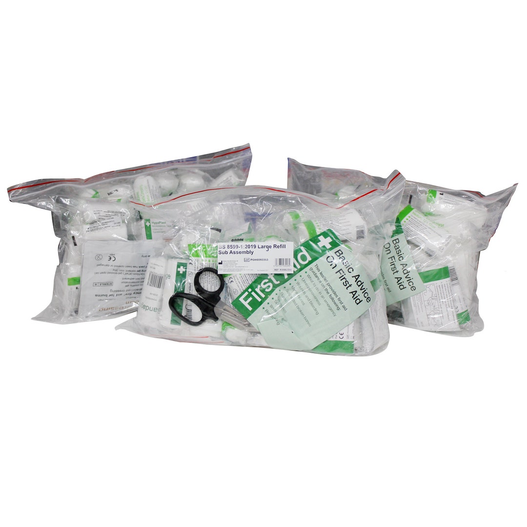 3x Workplace Safety First Aid Kits Refill, Large – BS 8599-1:2019 ...