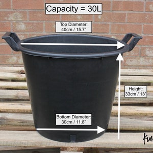 5x Heavy Duty 30L Plant Pots - Large Size 40cm / 15.7"- Plastic ...